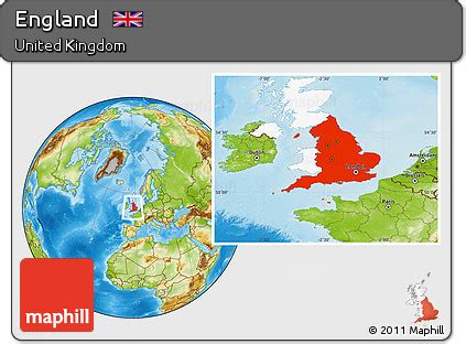 Free Physical Location Map Of England Highlighted Country