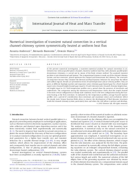 Pdf Numerical Investigation Of Transient Natural Convection In Air In A Convergent Vertical