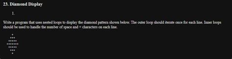 Solved Diamond Display Write A Program That Uses Chegg