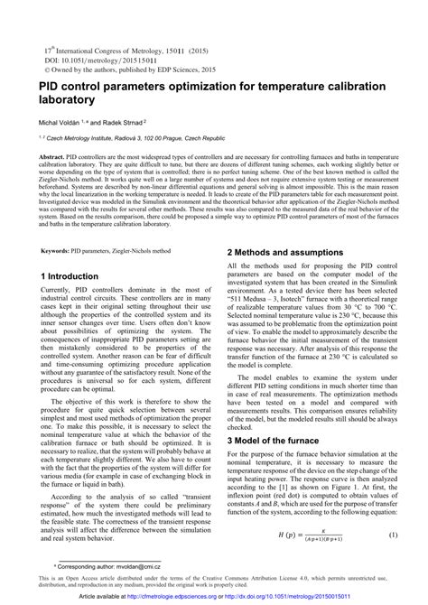 PDF PID Control Parameters Optimization For Temperature Calibration Laboratory