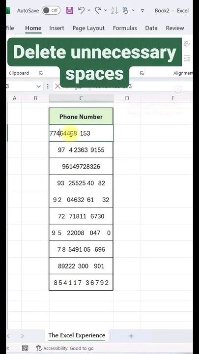 Delete Unnecessary Spaces In Excel Excelformula Excelshorts