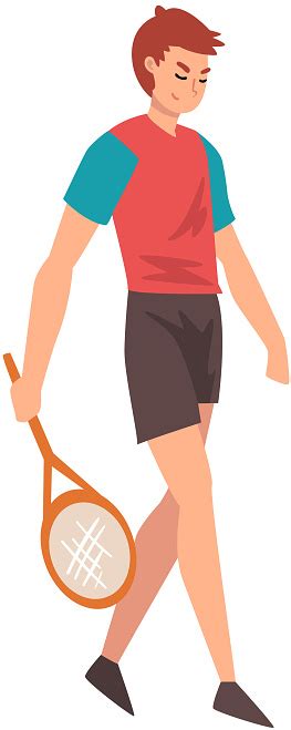 스포츠 제복 벡터 일러스트 레이 션에 있는 라켓 직업적인 스포츠맨 성격을 가진 남자 테니스 선수 건강한 생활방식에 대한 스톡 벡터 아트 및 기타 이미지 Istock