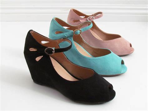New Faux Suede Ankle Strap Open Peep Toe Cut Out Sandals Wedge Heel