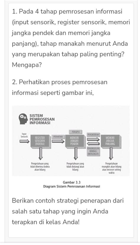 1 Pada 4 Tahap Pemrosesan Informasi Input StudyX