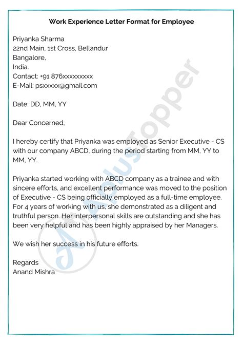 Work Experience Letter Template Uk Design Talk