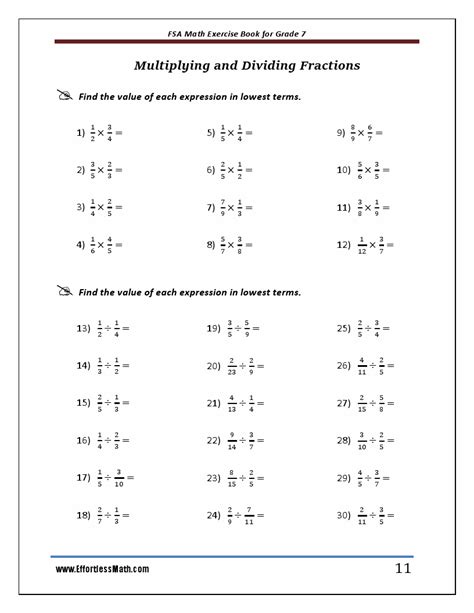 FSA Math Exercise Book For Grade 7 Student Workbook And Two Realistic