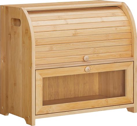 Hoobro Bread Box Bamboo Bread Box For Kitchen Countertop