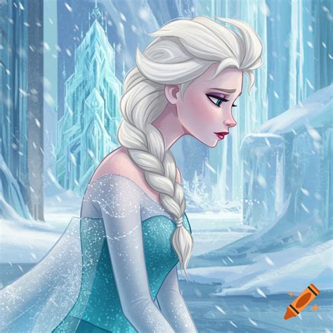 Princess Jasmine Transformed Into An Ice Statue In A Snowy Forest As