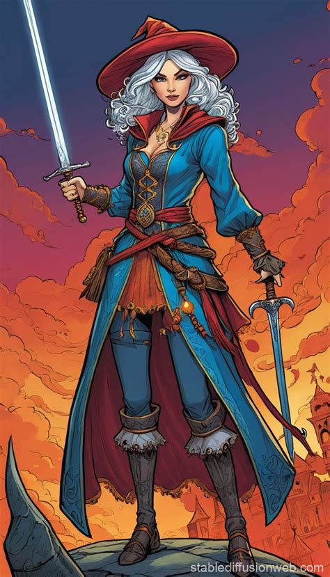 Colorful Wizard With Rapier Stable Diffusion Online
