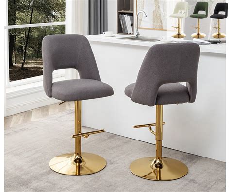 Mitzi Boucle Fabric Barstool Gold Base
