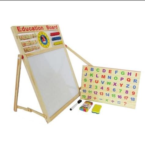 2 в 1 магнитна дървена дъска за писане с броячи и азбука Emag Bg