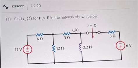 Solved A Find Io T For T 0 In The Network Shown Below Chegg