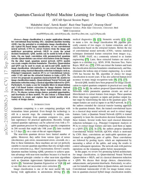 Quantum Classical Hybrid Machine Learning For Image Classification