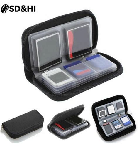1 Pc 블랙 22 Sdhc Mmc Cf 마이크로 Sd 메모리 카드 보관함 지퍼 파우치 케이스 보호대 홀더 지갑 티몬