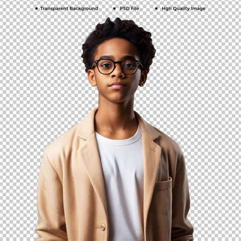 Premium Psd Psd Attractive Black Teenage Wearing Optical Glasses