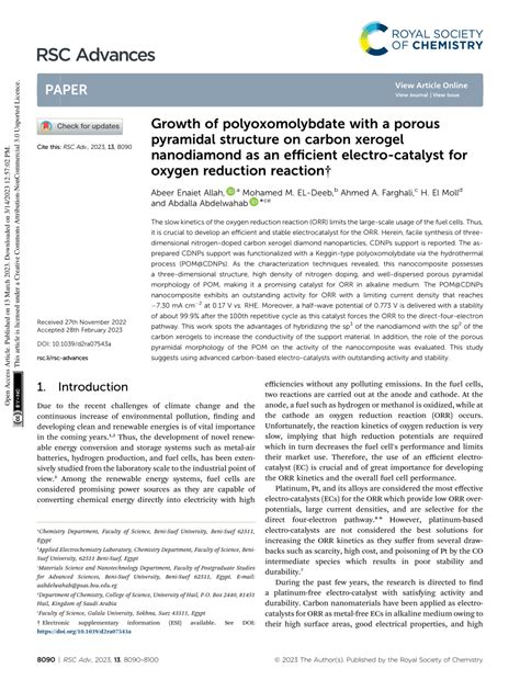 Pdf Growth Of Polyoxomolybdate With A Porous Pyramidal Structure On Carbon Xerogel Nanodiamond