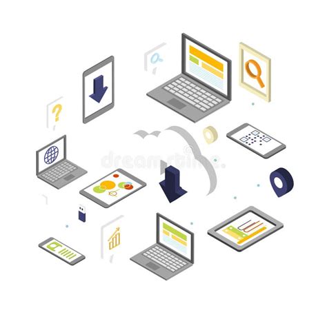 Cloud Computing Security Concept Design With Computer Tablet Laptop And Smartphone Stock