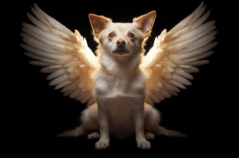Un lindo perro con alas de ángel Foto Premium