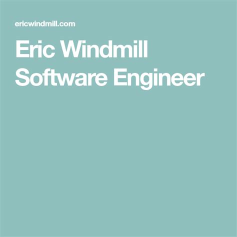 Eric Windmill Software Engineer Software Engineer Simple App