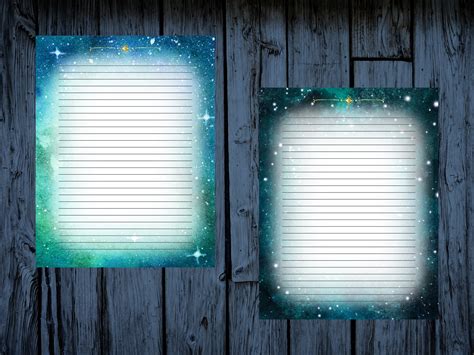 10 Printable Galaxy Writing Paper Digital Download Lined And
