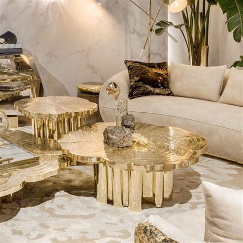 Collis I Collis I Biophilic Brass Plant Stand Emperador Marble And