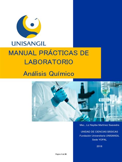 Manual Practicas De Laboratorio Unisangil Análisis Químico Pdf