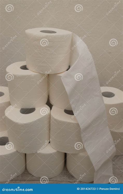 Close Up Of Stacked Toilet Paper Stock Image Image Of Closeup