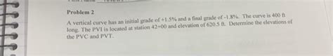 Solved Problem A Vertical Curve Has An Initial Grade Of Chegg