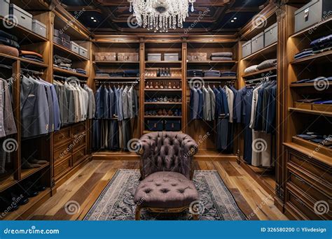 Luxury Walk In Closet Dressing Room With Lighting Royalty Free Stock