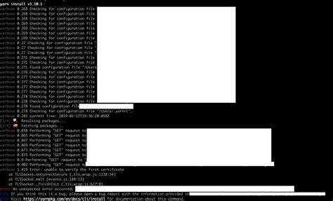 Yarn Silently Fails When Unable To Verify First Certificate · Issue 6915 · Yarnpkgyarn · Github