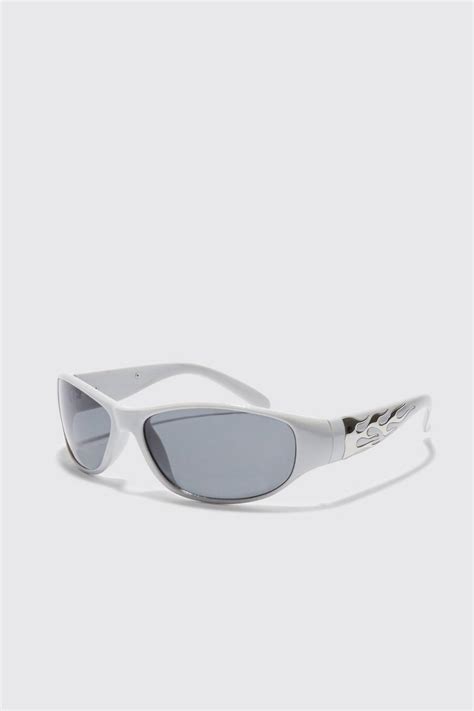 Oval Lens Flame Sunglasses Boohoo Uk