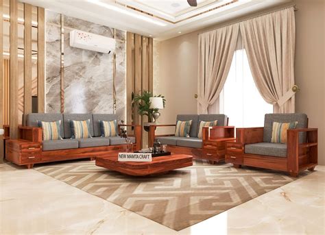 NEW MAMTA CRAFT Sheesham Wood Seater Sofa Set With Drawer Storage Wooden Sofa Set