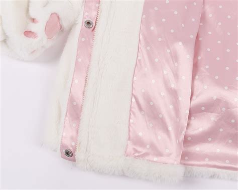 Oversized Bunny Ears Hooded Sweet White Coat