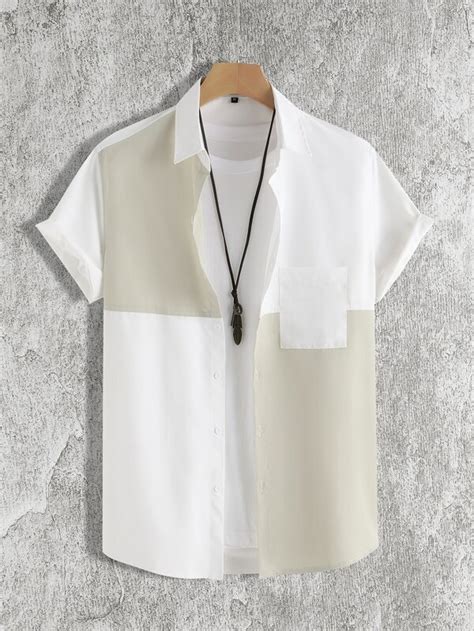 Manfinity Homme Men Two Tone Patched Pocket Shirt Without Tee SHEIN Malaysia