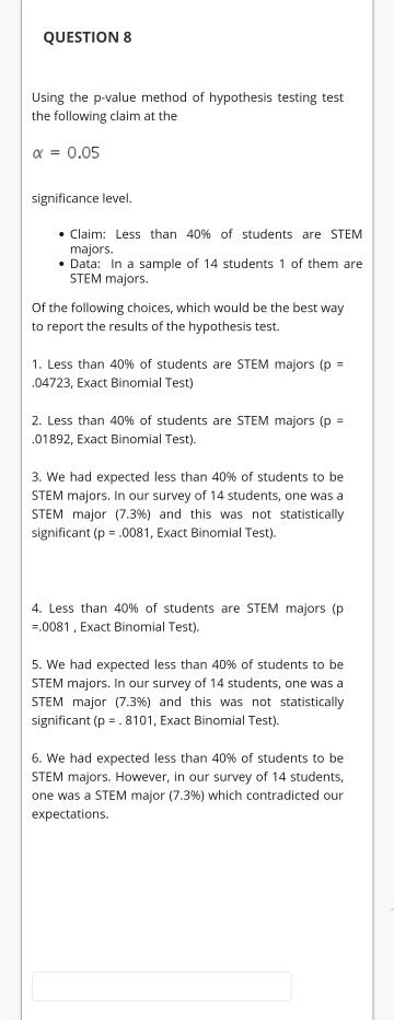 Solved QUESTION Using The P Value Method Of Hypothesis Chegg