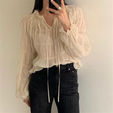 셔링 플리츠 링클 주름 프릴 리플 블라우스