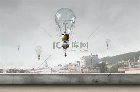 浮空器飞越城市高清摄影大图 千库网