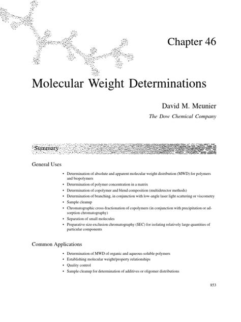 Molecular Weight Determinations Pdf Chromatography Molecular Mass