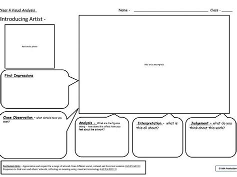 Art Analysis Worksheet Preschool Printable Sheet