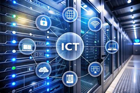 Ict And Iot Technology Concepts In Server Room Stock Illustration