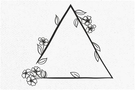 Triangle Flower Frame Svg Triangle Shape Hand Drawn Floral