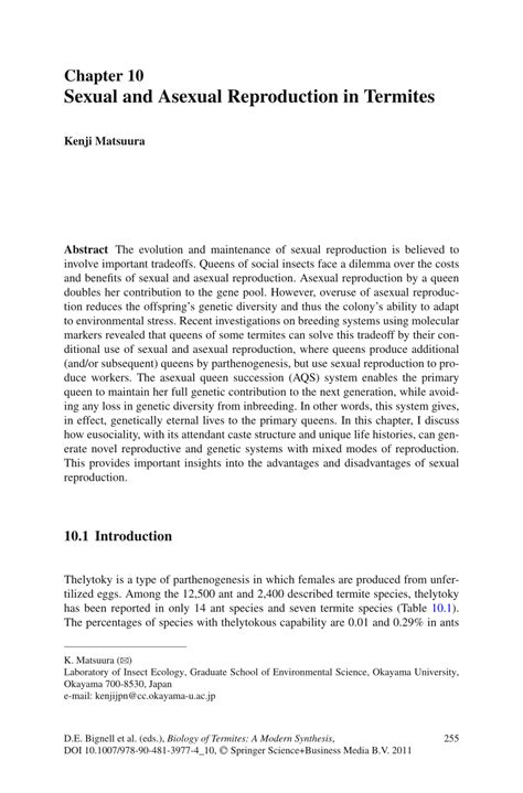 Pdf Sexual And Asexual Reproduction In Termites