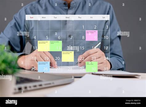 businessman planning schedule with a digital calendar interface