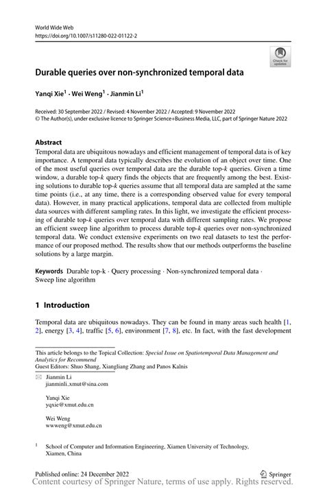 durable queries over non synchronized temporal data