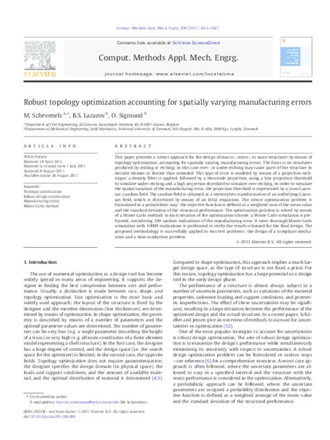 Pdf Robust Topology Optimization Accounting For Spatially Varying