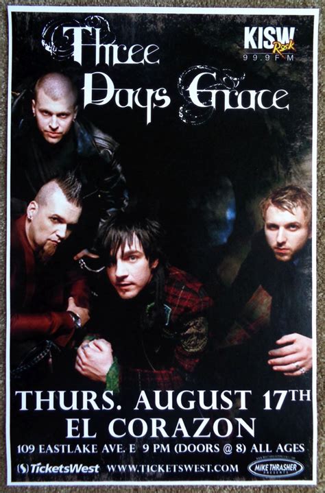 Three Days Grace 2006 Gig Poster Seattle Washington Concert