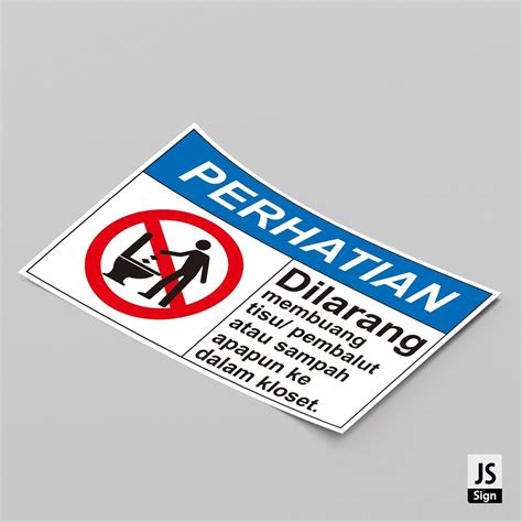 Jual STICKER K SAFETYSIGN DILARANG MEMBUANG SAMPAH DI TOILET Shopee Indonesia