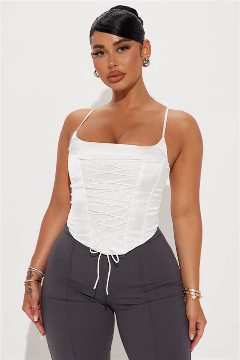 Margot Satin Corset Top Ivory Fashion Nova Shirts And Blouses
