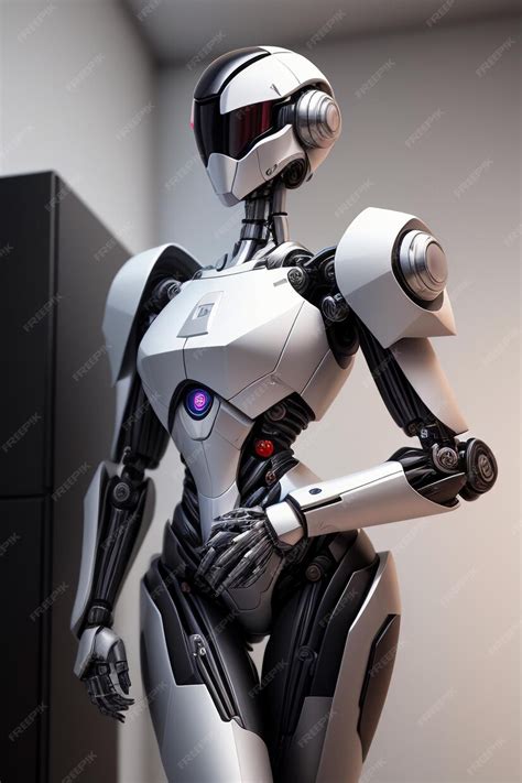 Realistic Robot Female Warrior Future Technology Premium Ai Generated Image