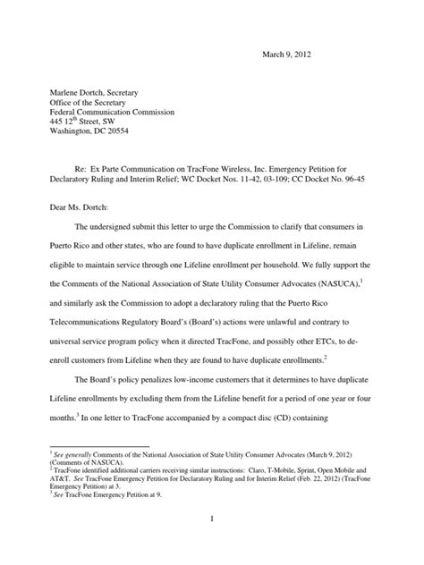 Nclc Et Al Ex Parte Letter Tracfone Puerto Rico Pdf Federal